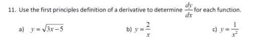 Solved 11. Use the first principles definition of a | Chegg.com