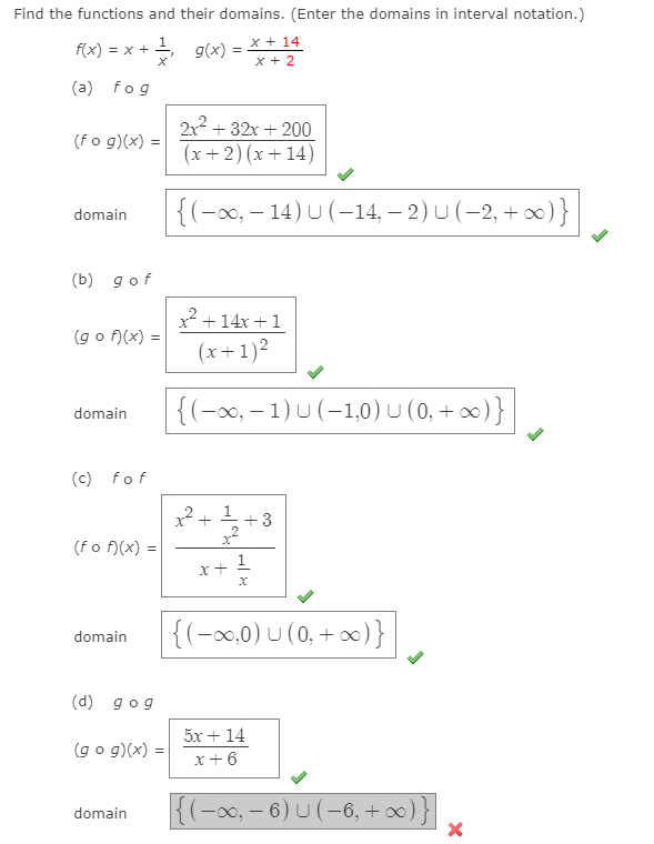 Solved Find the functions and their domains. (Enter the | Chegg.com