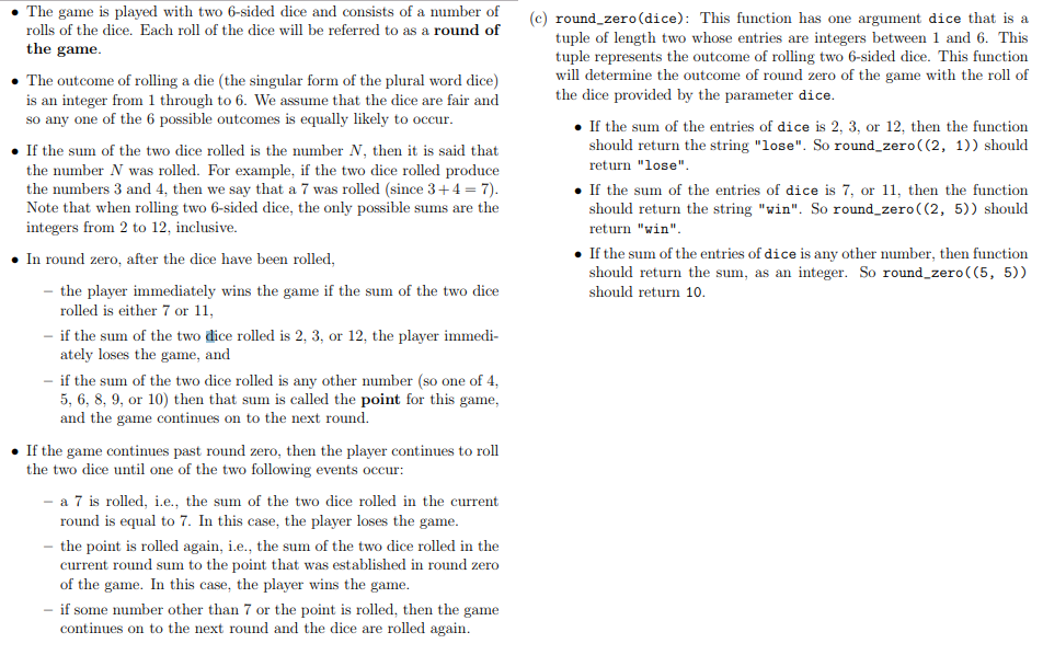Solved . The game is played with two 6-sided dice and | Chegg.com