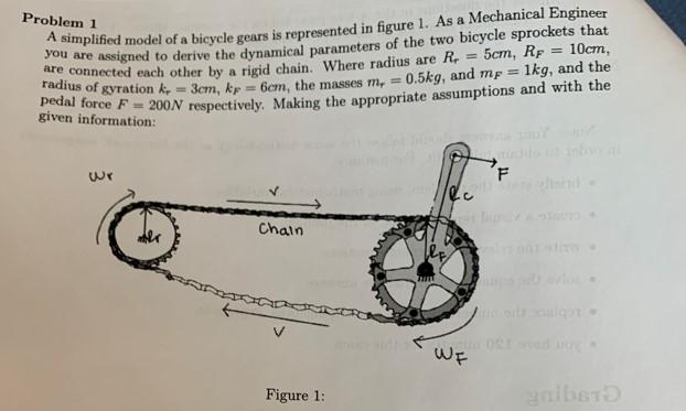Solved Problem 1 A simplified model of a bicycle gears is | Chegg.com