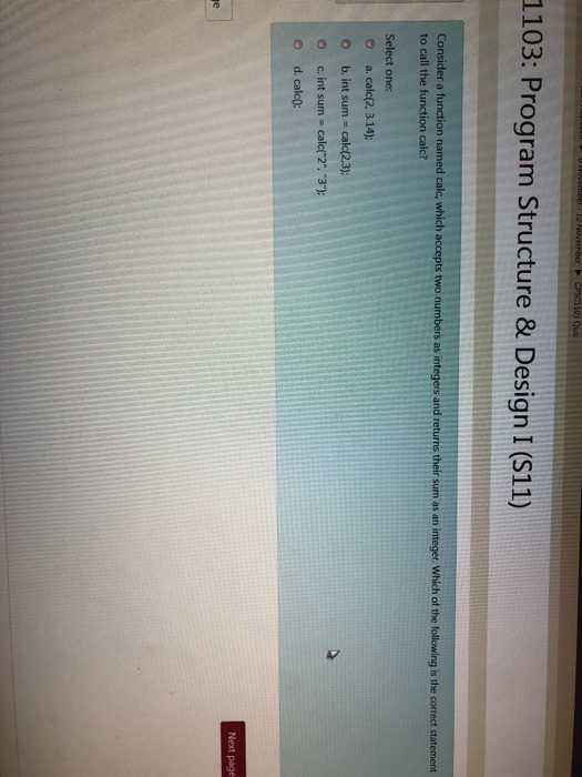 Solved 1103: Program Structure & Design I (S11) Consider a | Chegg.com