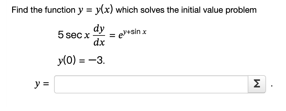 Solved Find The Function Yyx Which Solves The Initial 2611