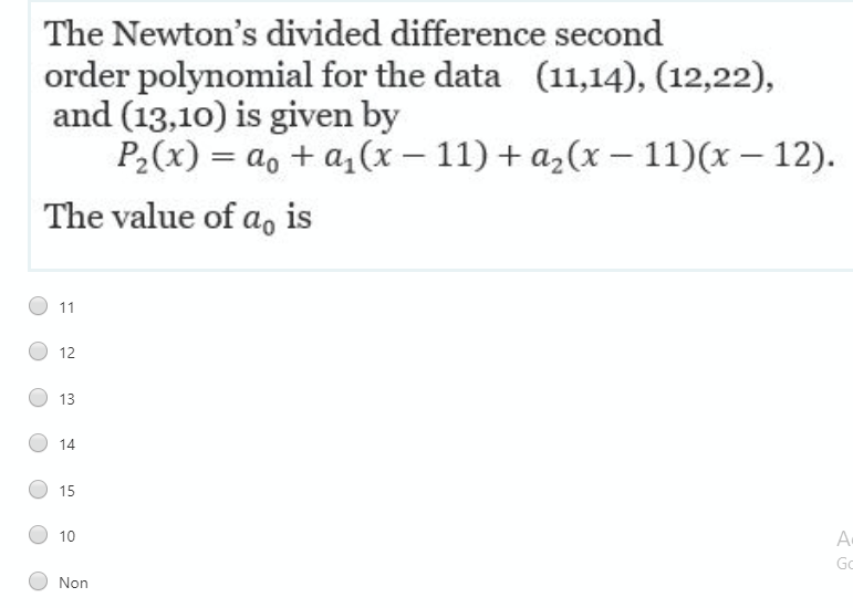 Solved The Newton's divided difference second order | Chegg.com