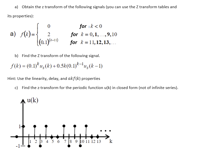 Solved a) Obtain the z transform of the following signals | Chegg.com Solved a) Obtain the z transform of the following signals | Chegg.com