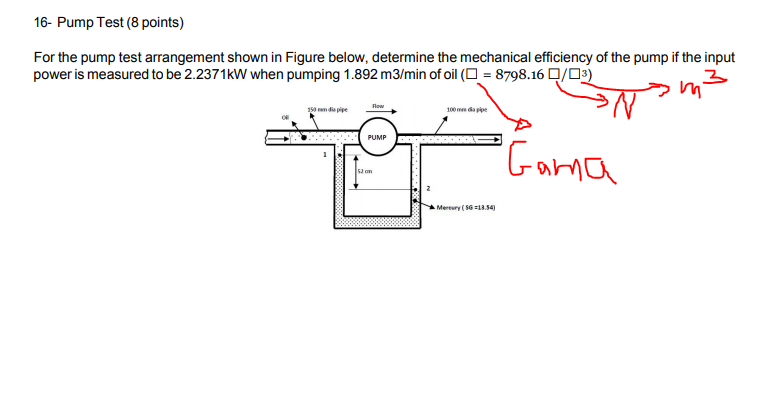 Solved 16- Pump Test (8 points) For the pump test | Chegg.com