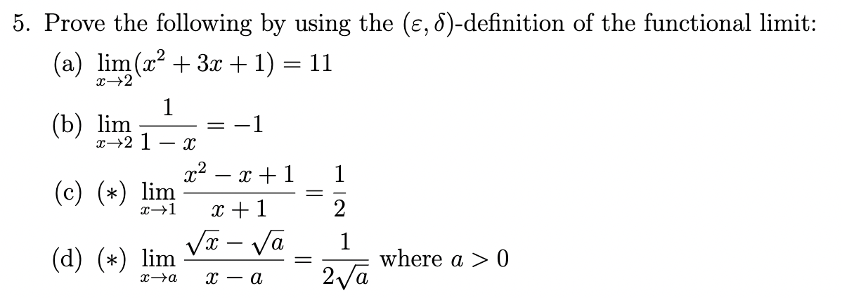 Solved 5. Prove the following by using the (ε,δ)-definition | Chegg.com