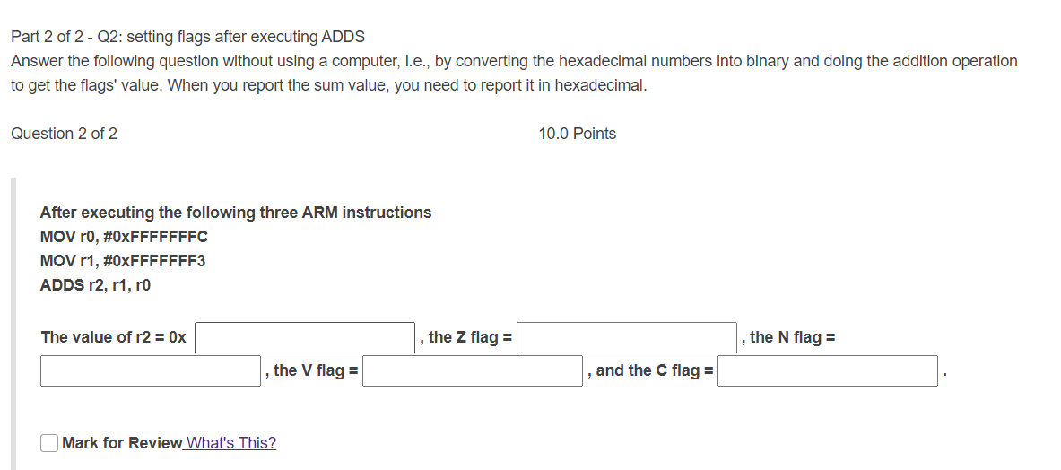 Solved Part 1 of 2 - Q1: Calculating -A + B and setting the | Chegg.com