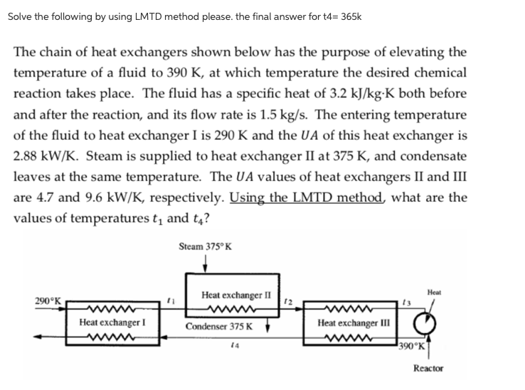 Solve the following by using LMTD method please, the | Chegg.com