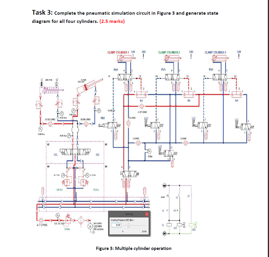 Task 3: Complete the pneumatic simulation circuit in | Chegg.com