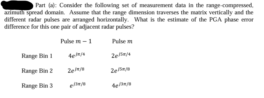 Solved Part (a): Consider the following set of measurement | Chegg.com