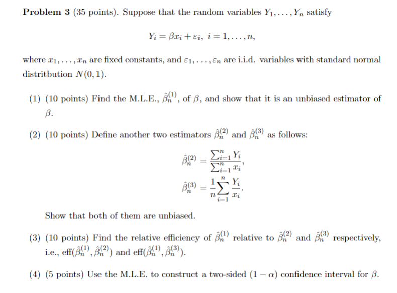 Problem 3 (35 points). Suppose that the random | Chegg.com