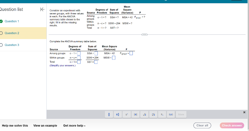 Solved Consider an experiment with seven groups, with three | Chegg.com