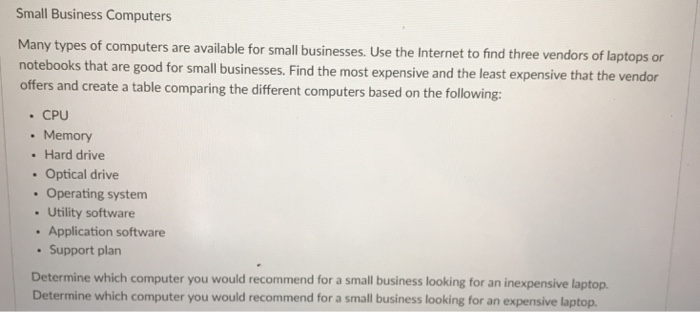 Solved Small Business Computers Many types of computers are | Chegg.com
