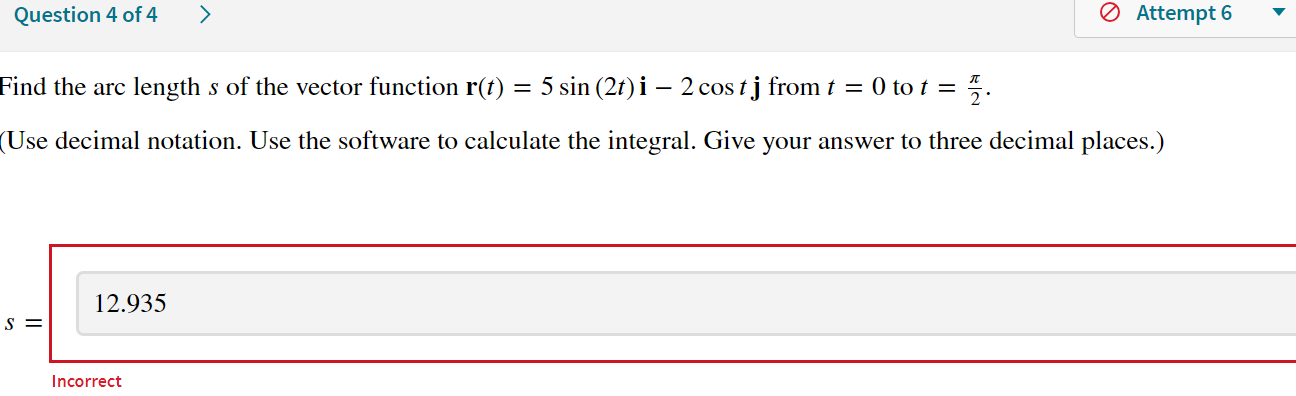 Solved Find the arc length s of the vector function | Chegg.com