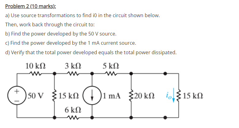 Solved Problem 2 10 Marks A Use Source Transformations