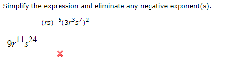 Solved Simplify the expression and eliminate any negative | Chegg.com