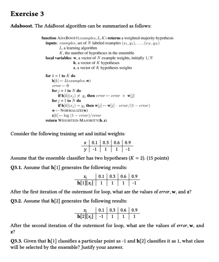 Solved Adaboost. The AdaBoost algorithm can be summarized as | Chegg.com