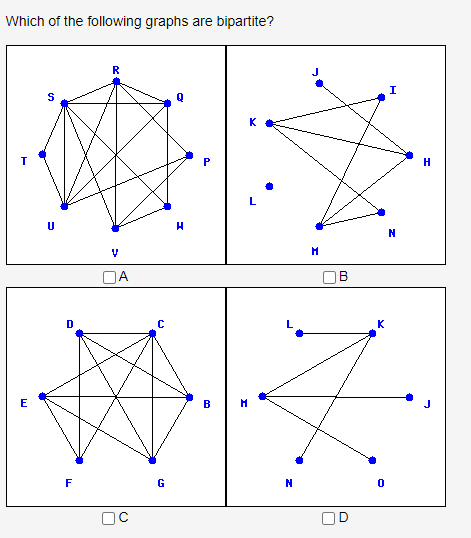 Solved Which of the following graphs are bipartite? | Chegg.com