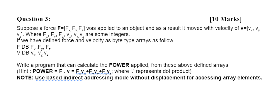 Subject : Assembly Language and Microprocessor Only | Chegg.com