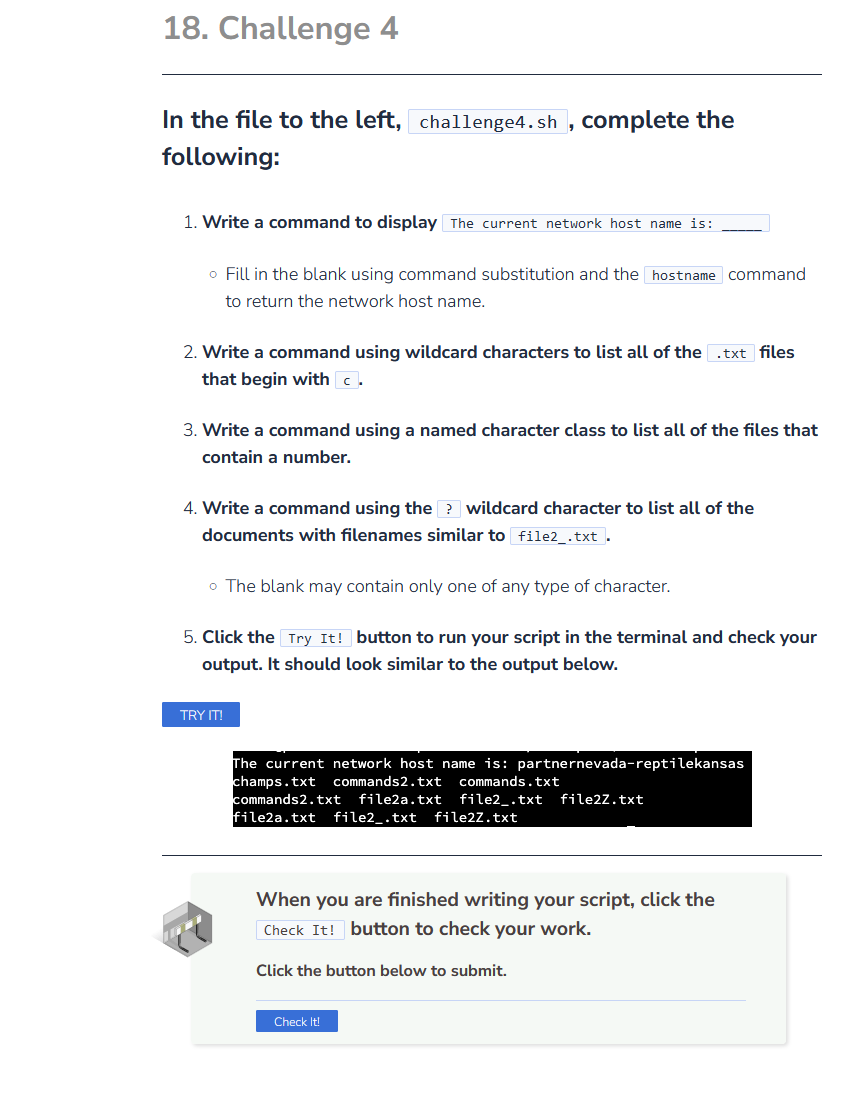 Solved Challenge 4In the file to the left, challenge4.sh, | Chegg.com
