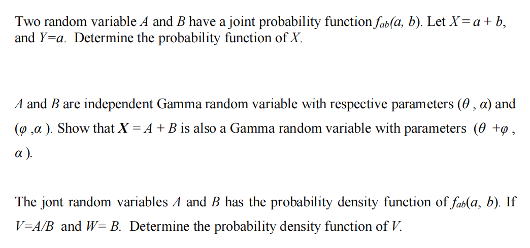 Solved Two random variable A and B have a joint probability | Chegg.com