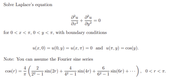 Solved Solve Laplace's equationdel2udelx2+del2udely2=0for | Chegg.com