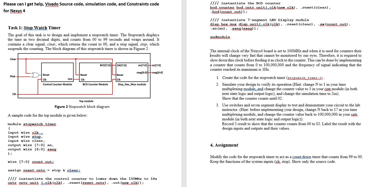 Please can I get help, Vivado Source code, simulation | Chegg.com