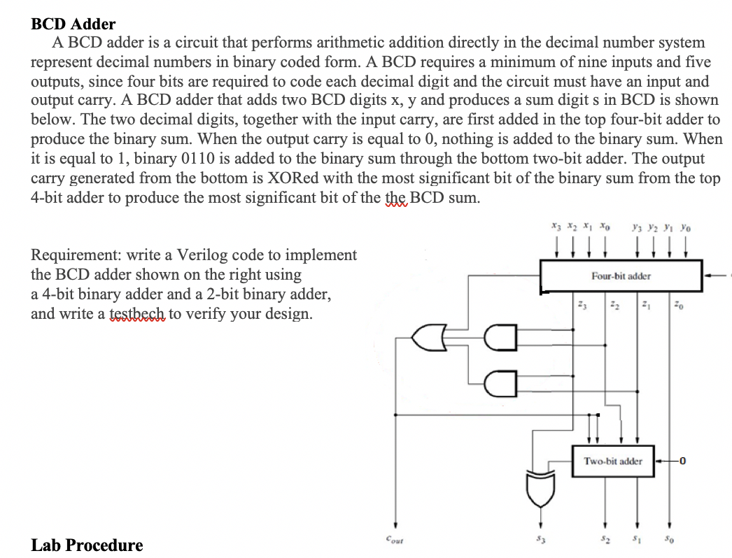 Solved BCD Adder A BCD Adder Is A Circuit That Performs Chegg