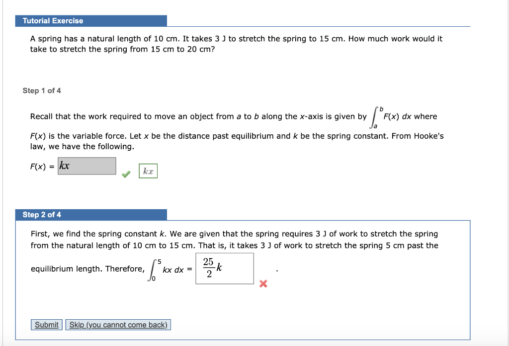 Solved Tutorial Exercise A spring has a natural length of 10 | Chegg.com