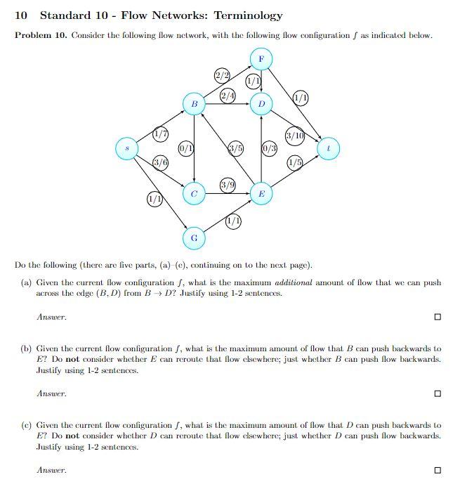 Solved 10 Standard 10 - Flow Networks: Terminology Problem | Chegg.com