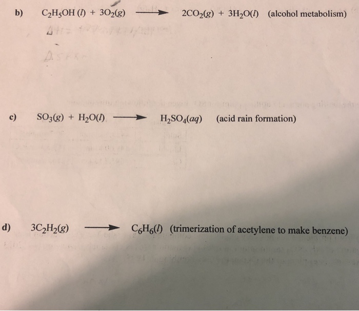 Solved From the data given calculate delta Hrxn delta s rxn | Chegg.com