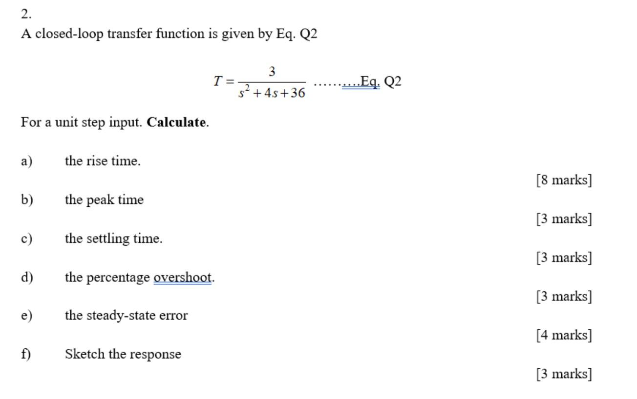 Solved 2. A closed-loop transfer function is given by Eq. Q2 | Chegg.com