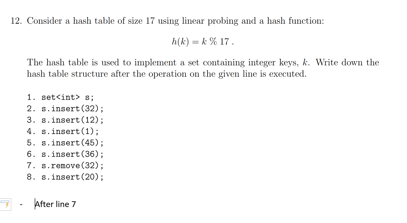 Solved 12. Consider a hash table of size 17 using linear | Chegg.com