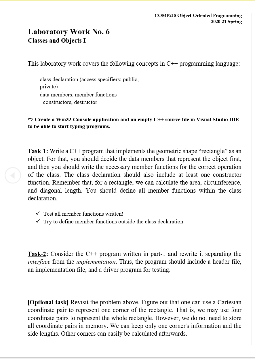 Solved COMP218 Object-Oriented Programming 2020-21 Spring | Chegg.com