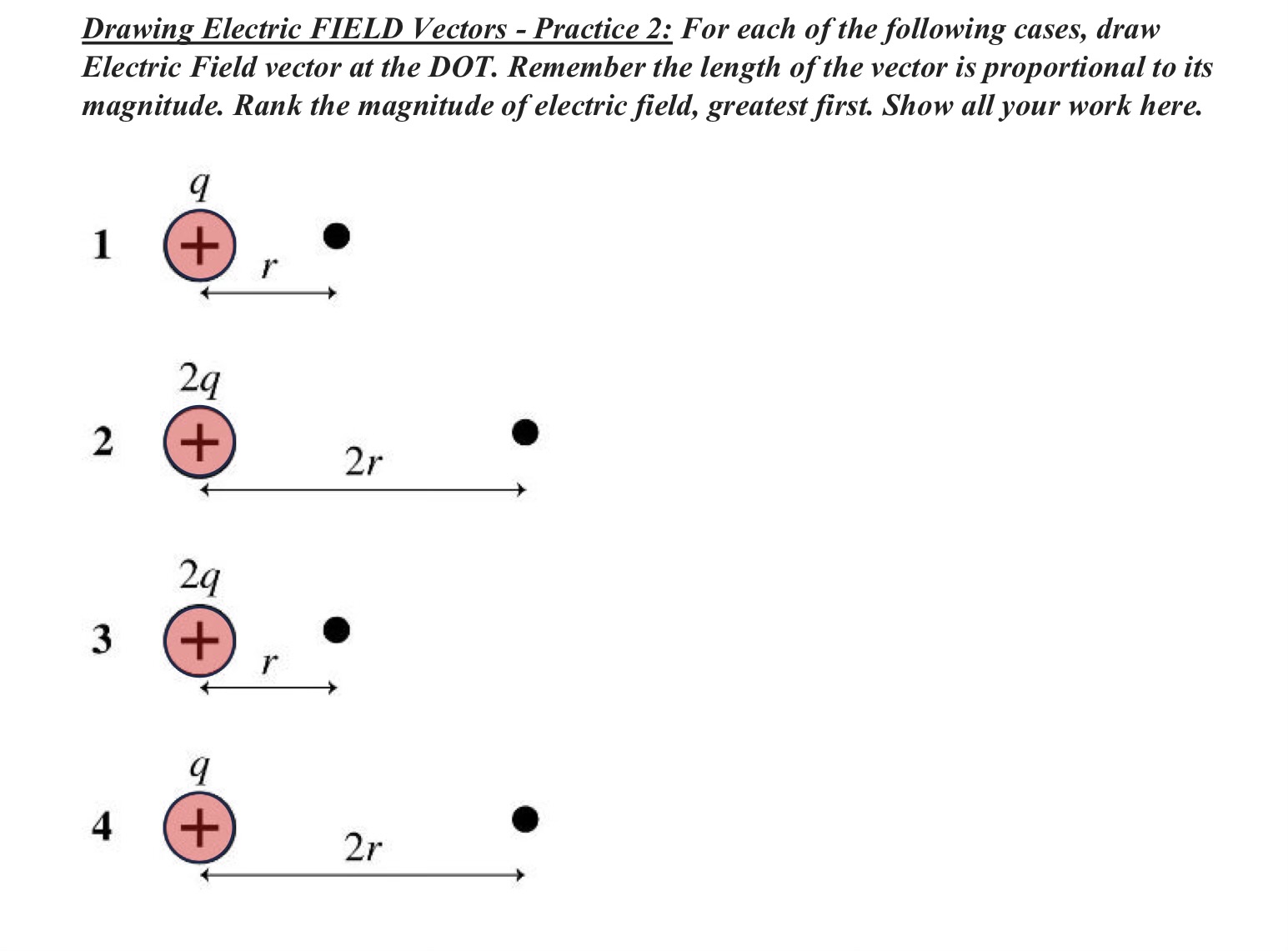 Solved Drawing Electric FIELD Vectors - ﻿Practice 2: For | Chegg.com