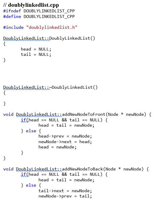 Solved Given the code of doubly linked list, // Node.h | Chegg.com