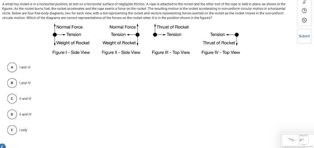 Solved Horizontal Surface Rocket String String Submit Side | Chegg.com