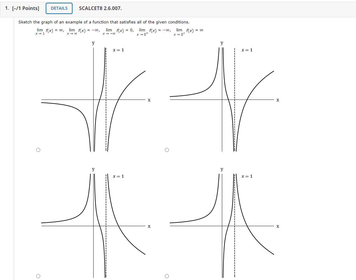 Solved 1. [-/1 Points] DETAILS SCALCET8 2.6.007. Sketch the | Chegg.com