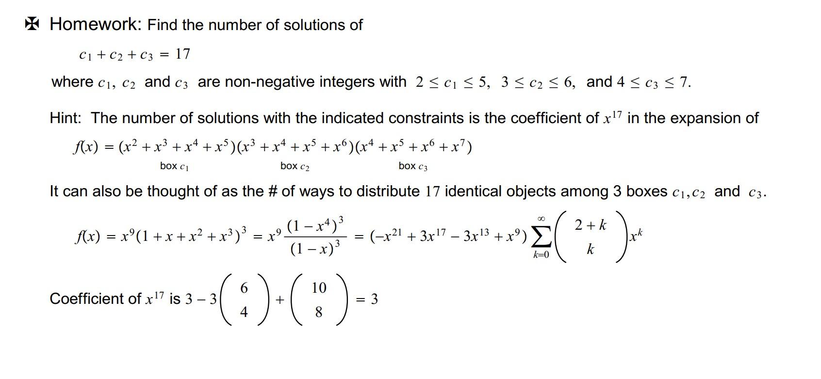 Solved * Homework: Find the number of solutions of C1 + C2 + | Chegg.com