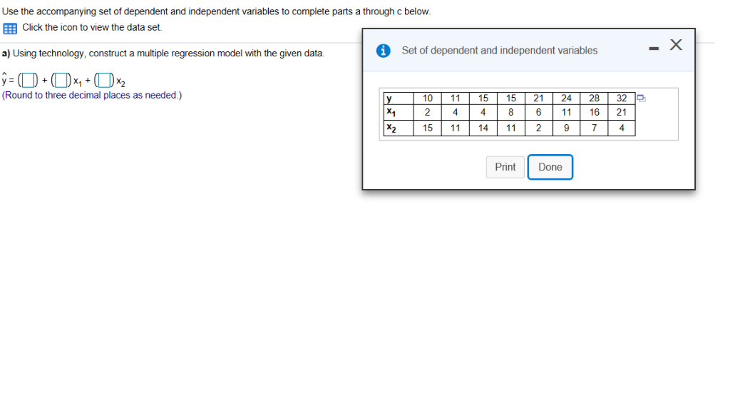Solved Using technology, construct a multiple regression | Chegg.com