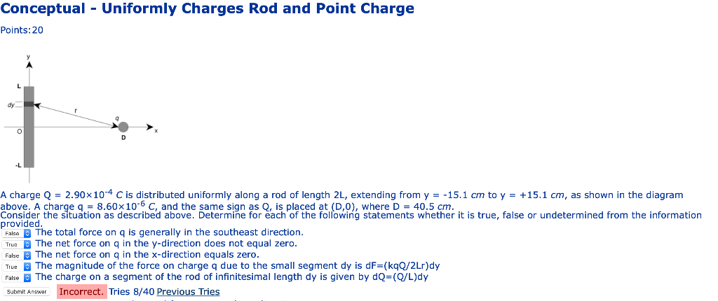 Solved A charge Q = 2.90×10-4 C is distributed uniformly | Chegg.com