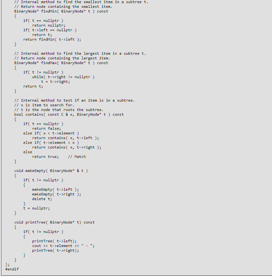Solved Implement the BinarySearchTree ADT in a file | Chegg.com