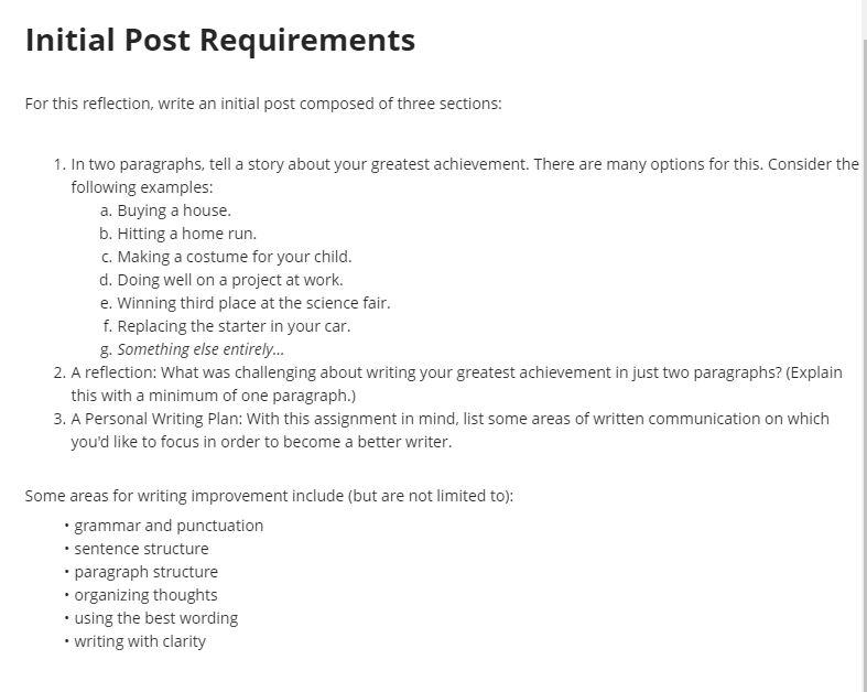 For this reflection, write an initial post composed | Chegg.com