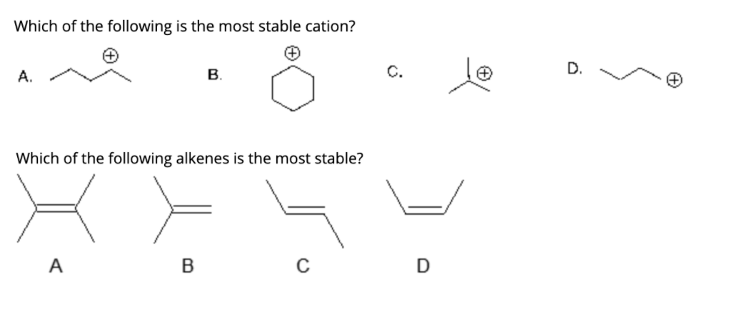 Solved Which of the following is the most stable cation? А в | Chegg.com