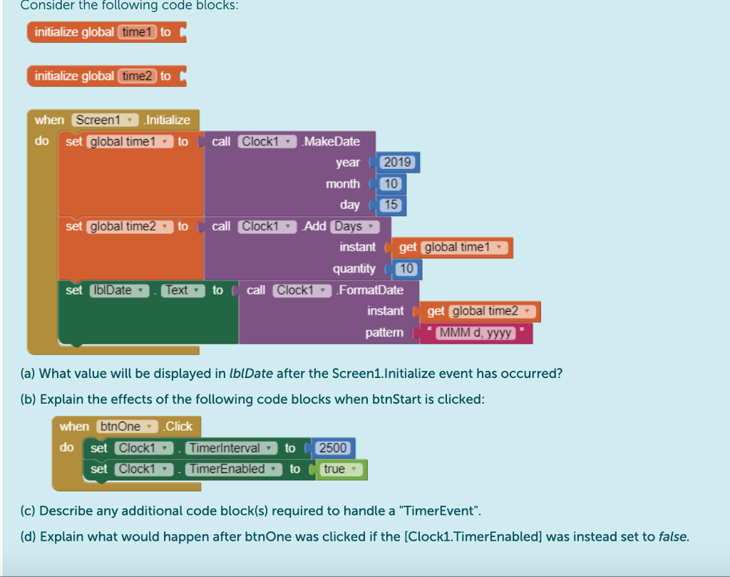 Solved Consider the following code blocks: initialize global | Chegg.com