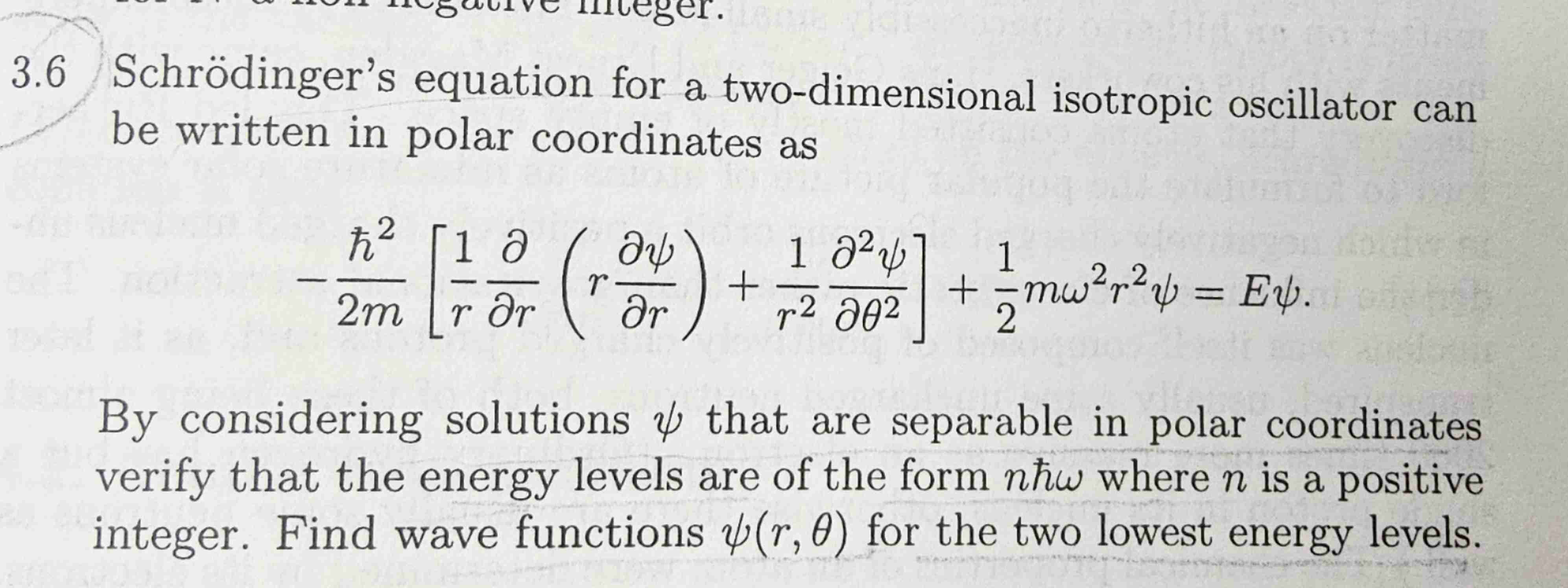 Solved 3.6 ﻿Schrödinger's equation for a two-dimensional | Chegg.com