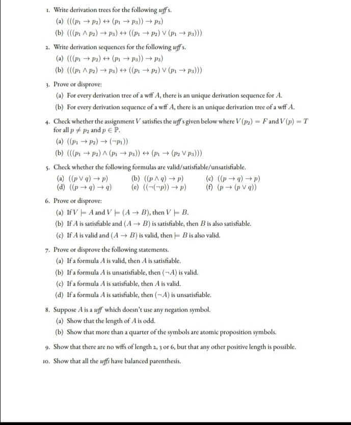 1. Write derivation trees for the following wffs. (a) | Chegg.com