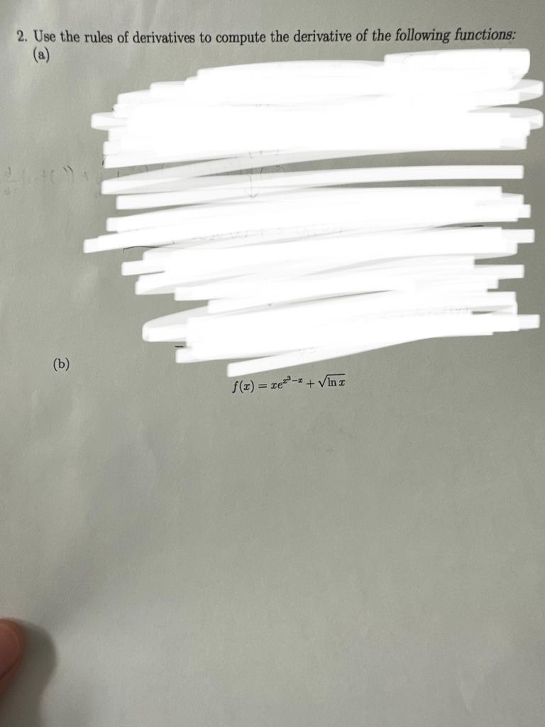 Solved 2. Use the rules of derivatives to compute the | Chegg.com