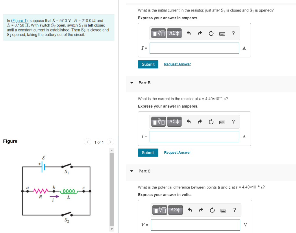 Solved What is the initial current in the resistor, just | Chegg.com