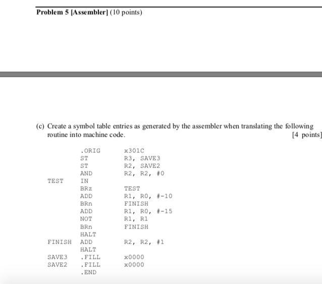 Problem 4 Assembly Languagel (10 points) (a) An LC-3 | Chegg.com